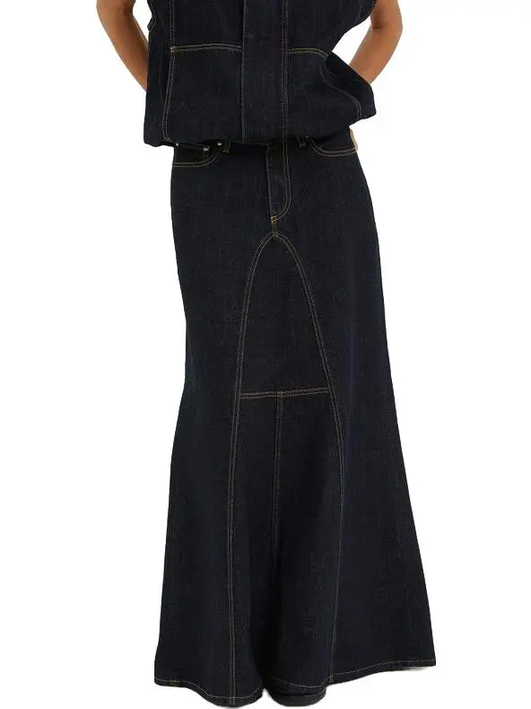 1989 STUDIO Long Denim Flared Skirt - Blue