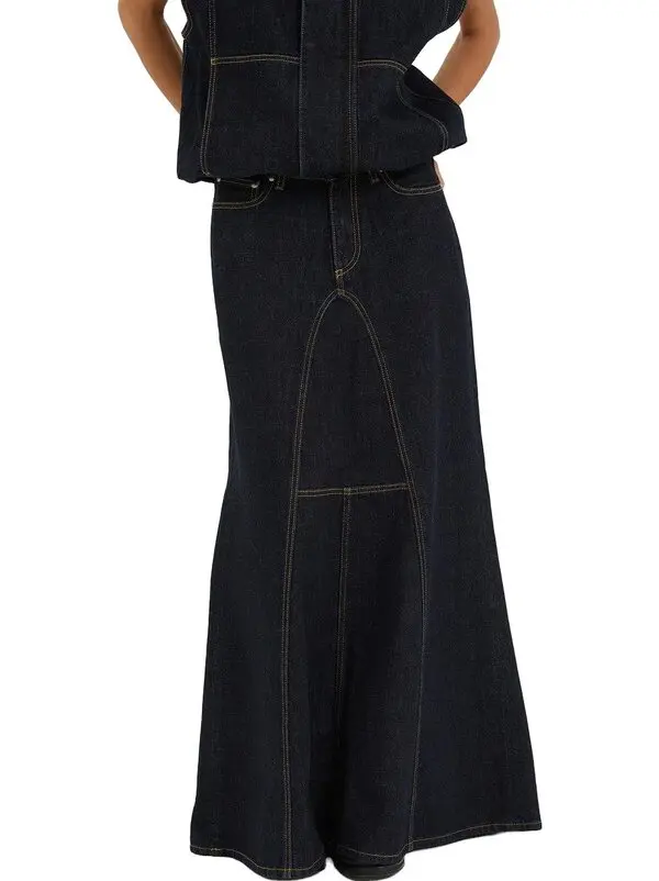 1989 STUDIO Long Denim Flared Skirt - Blue