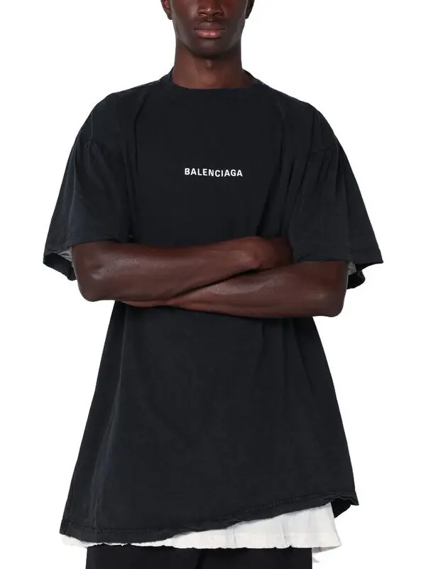 Balenciaga Faded Double Back T-shirt - Black