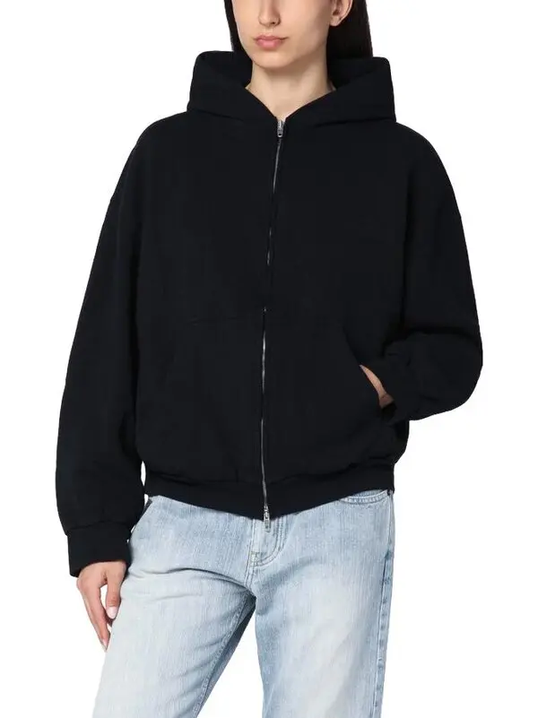 Balenciaga Washed Flipped Uni Regular Fit Zip Hoodie - Black
