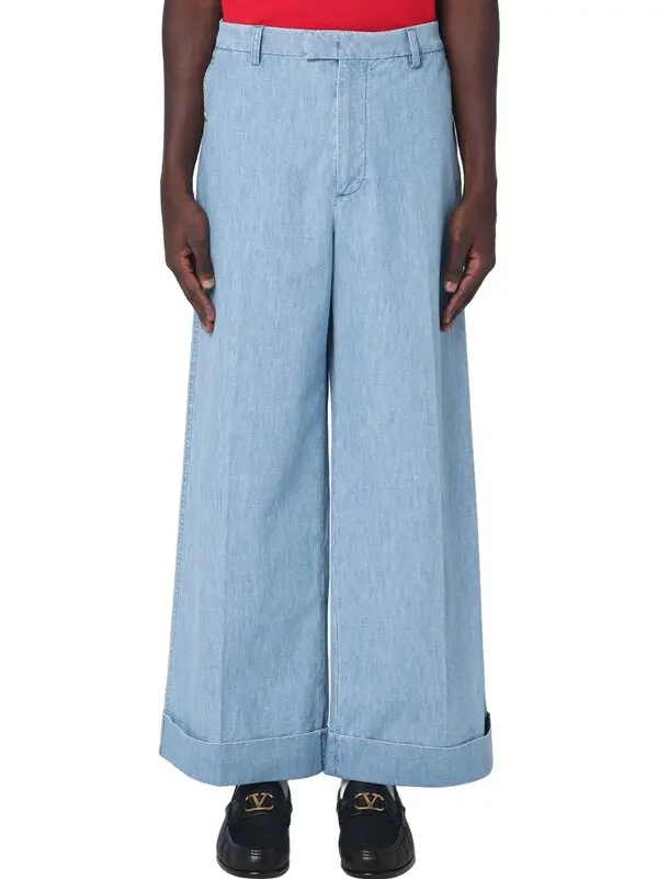 Valentino Garavani Wide Jeans With Cuffs - Light Blue