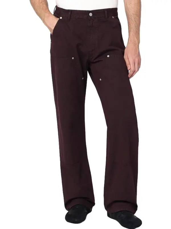 MAISON MARGIELA Straight-leg Cotton Trousers - Burgundy