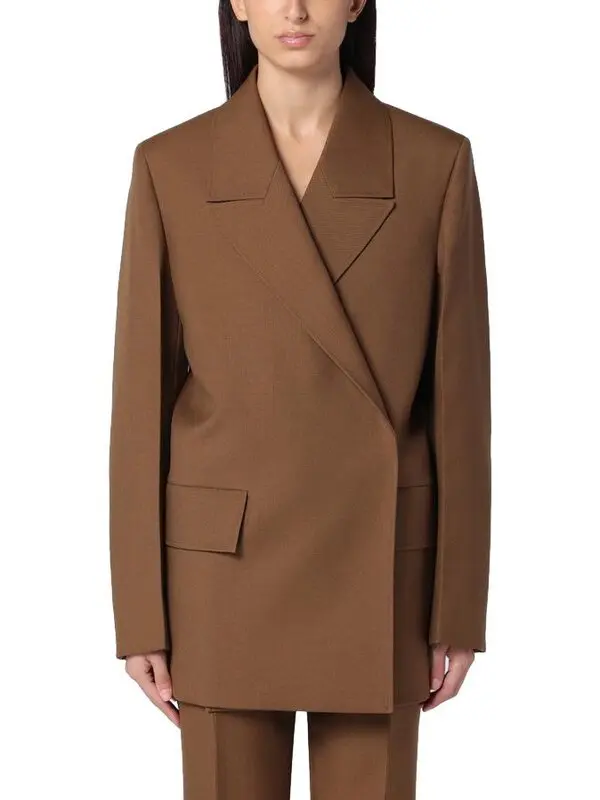 JIL SANDER Wool Double-breasted Jacket - Brown