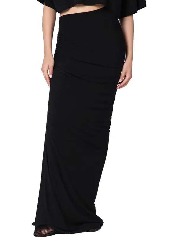 Alaïa Long Draped Jersey Skirt - Black