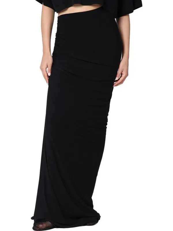 Alaïa Long Draped Jersey Skirt - Black