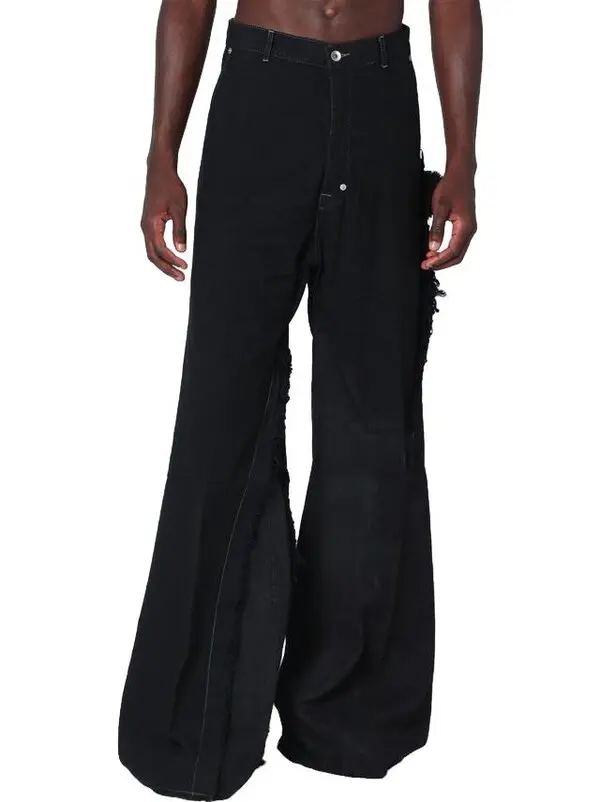 Rick Owens Fringed Flare Pants - Black