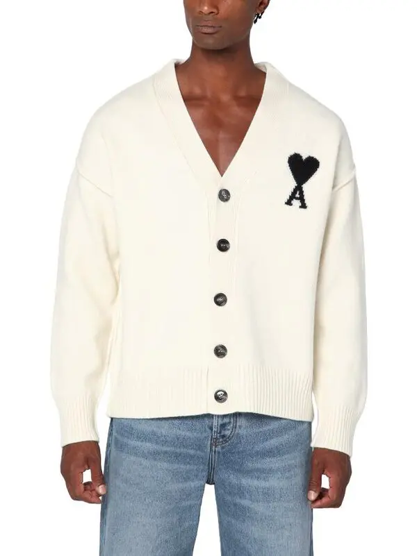 Ami De Coeur Wool Cardigan - White
