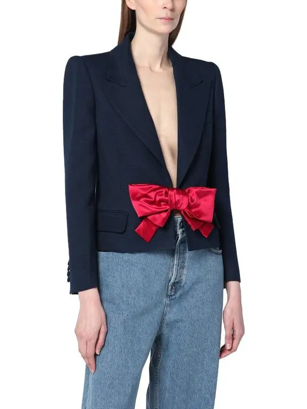 Valentino Garavani Viscose Jacket With Bow - Blue
