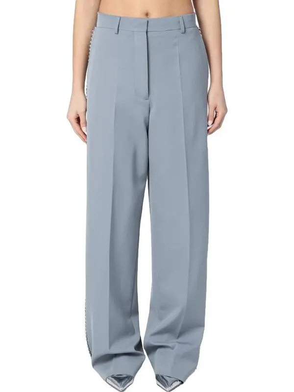 Stella McCartney Wide-leg Falabella Pants With Chain - Grey
