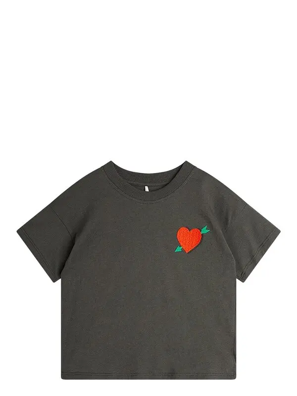 MINI RODINI Faded T-shirt With Embroidery - Black
