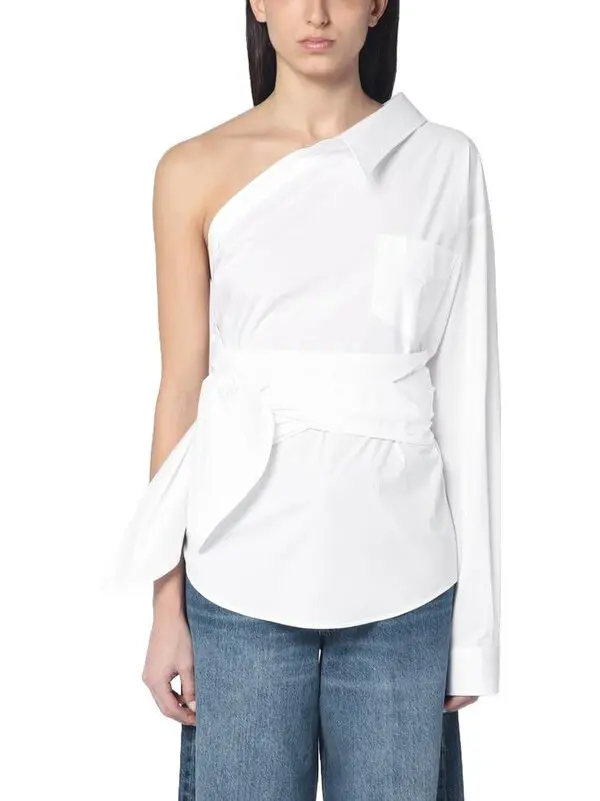 Moschino One-shoulder Shirt With Sash - White