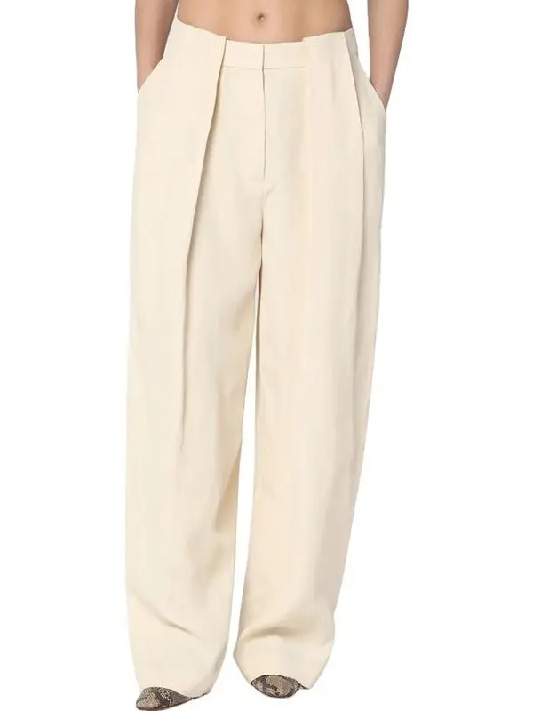 Stella McCartney Wide Leg Linen Blend Trousers - White