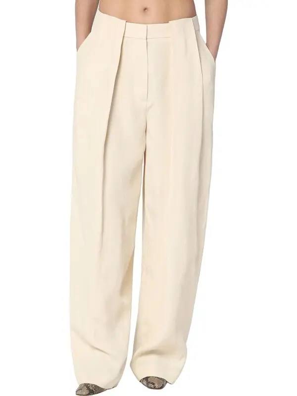 Stella McCartney Wide Leg Linen-blend Trousers - White