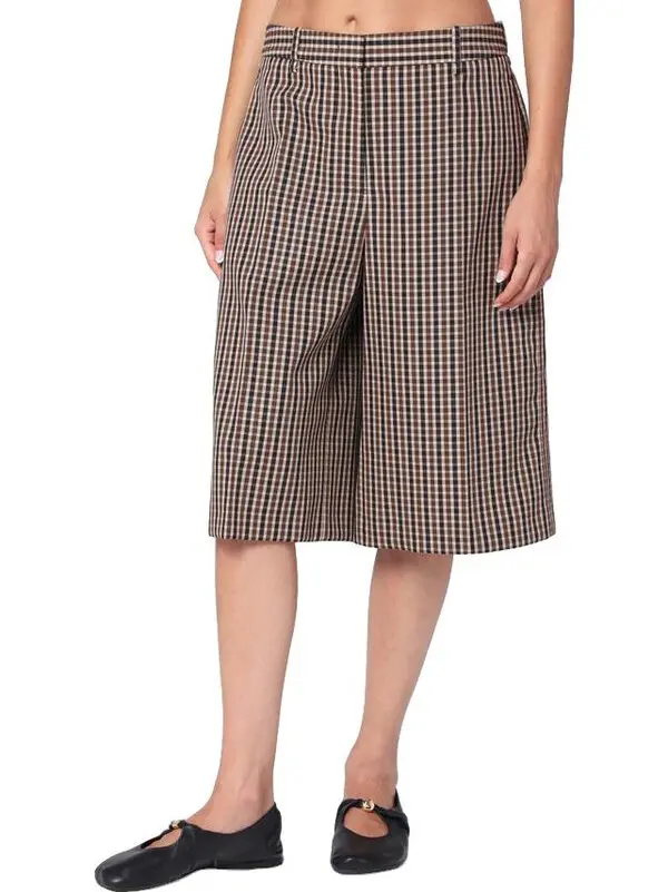 JIL SANDER Check Wool Bermuda Shorts - Brown