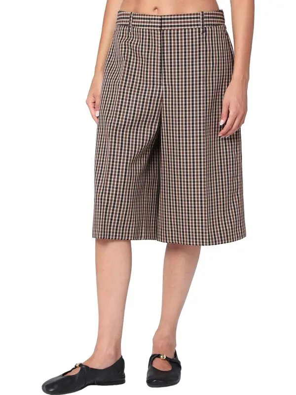 JIL SANDER Check Wool Bermuda Shorts - Brown