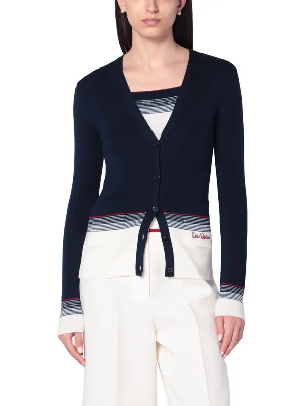 Valentino Garavani Cardigan With Chez Embroidery - Blue