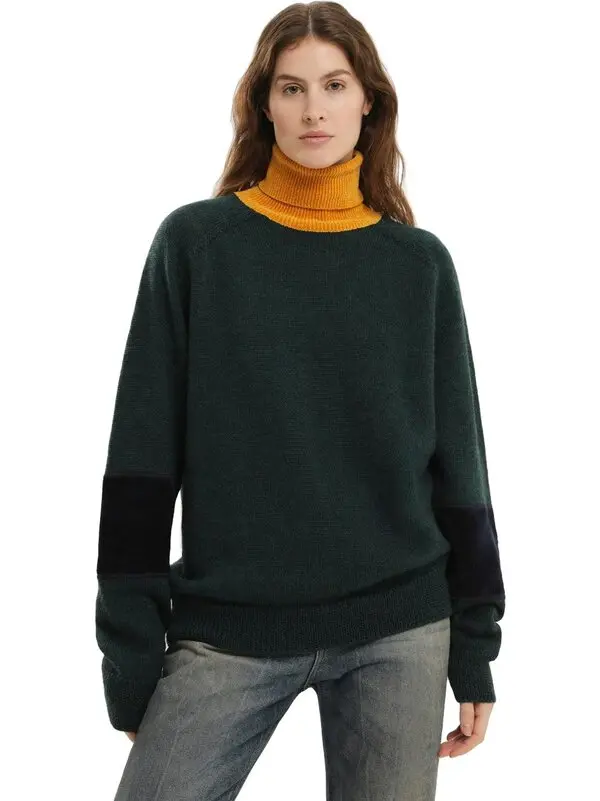 1989 STUDIO Two-tone Wool Pullover - Green