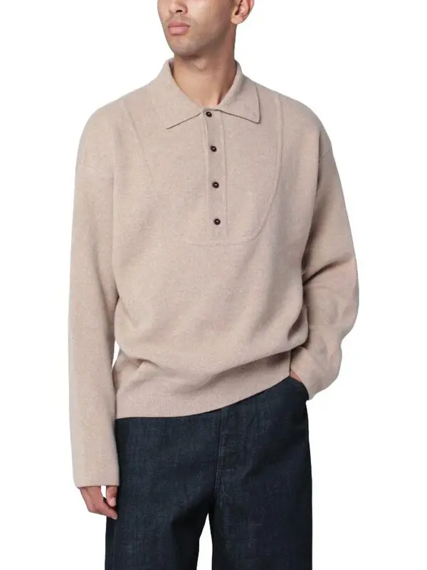 Jacquemus Wool And Cashmere Polo Sweater - Beige