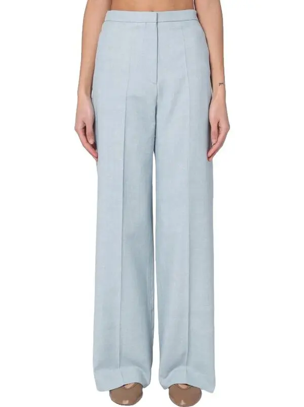 Loulou De Saison Cotton-linen Blend Wide Leg Trousers - Light Blue