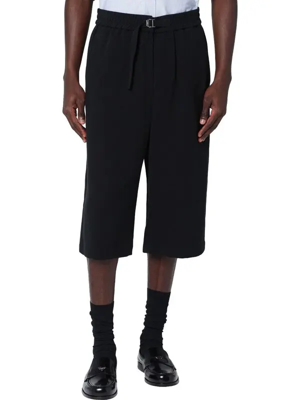 Ami Bermuda Wide Cotton Shorts - Black