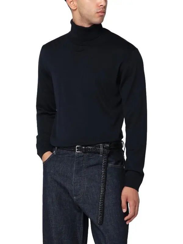 ROBERTO COLLINA Wool Turtleneck Sweater - Blue