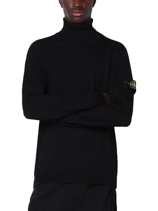 Stone Island Wool Turtleneck Sweater - Black