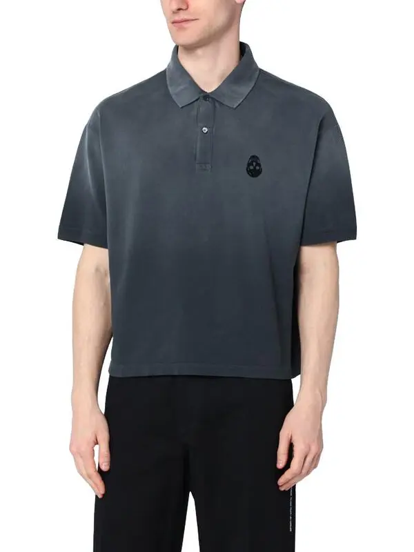 Alexander McQueen Faded Effect Polo Shirt In Cotton - Black