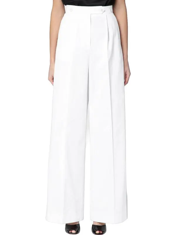 Givenchy Pleated Cotton Wide Leg Trousers - White