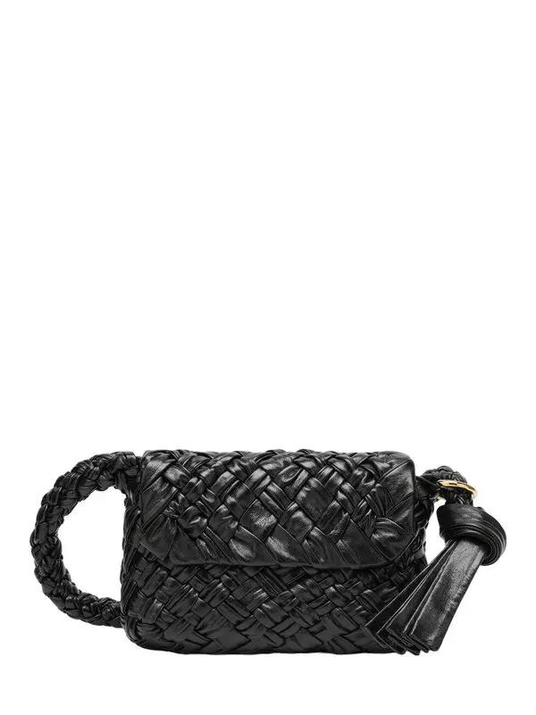 Bottega Veneta Kalimero City Leather Shoulder Bag - Black