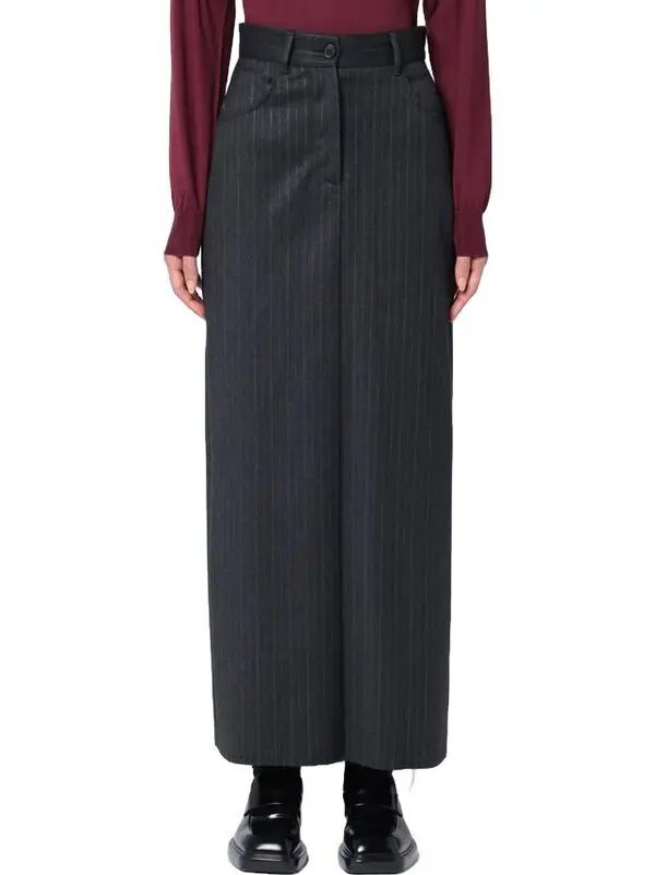DEPARTMENT 5 Pinstripe Wool-blend Long Skirt - Grey