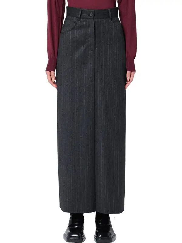 DEPARTMENT 5 Pinstripe Wool-blend Long Skirt - Grey