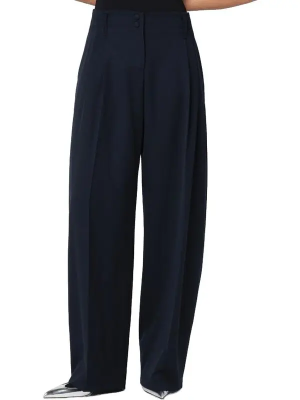 Alexander McQueen Wide Leg Wool Trousers - Blue