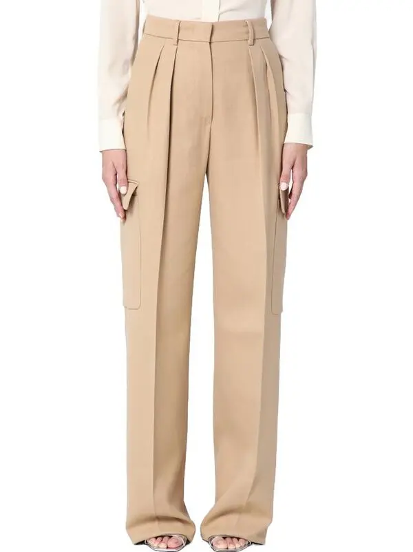 Sportmax Caramel-colored Wide Leg Cargo Trousers - Blue