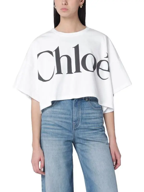 Chloé Boxy T-shirt With Logo Print - White