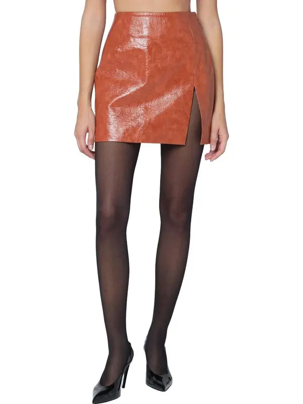 Andamane Leather-effect Mini Skirt - Brown