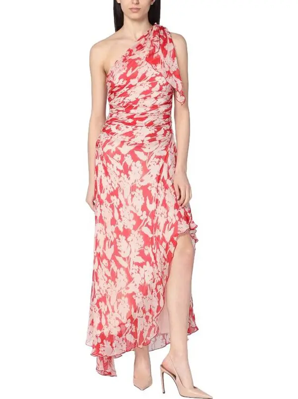 Victoria Beckham One-shoulder Draped Midi Dress - Red