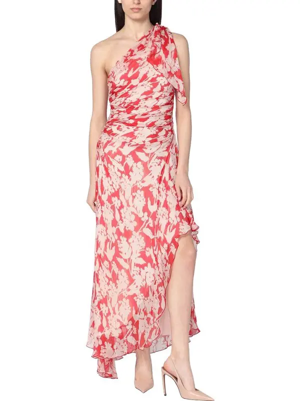 Victoria Beckham One-shoulder Draped Midi Dress - Red