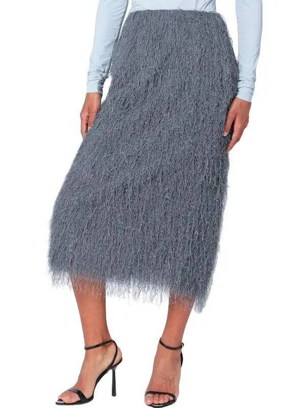 Dries Van Noten Fringed Midi Skirt - Grey