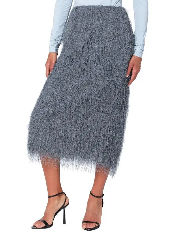 Dries Van Noten Fringed Midi Skirt - Grey