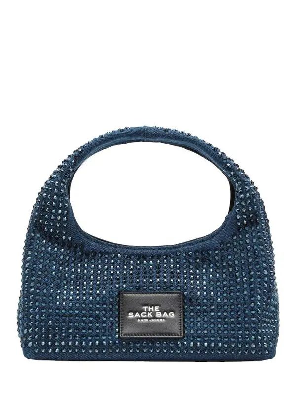 Marc Jacobs Mini Sack Denim Handbag With Rhinestones - Blue