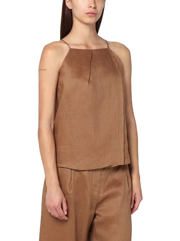 Max Mara Ramie Gauze Top - Brown