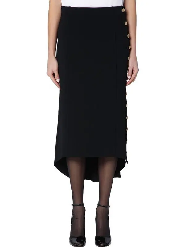 Givenchy Milan Stitch Midi Skirt With Gold Buttons - Black
