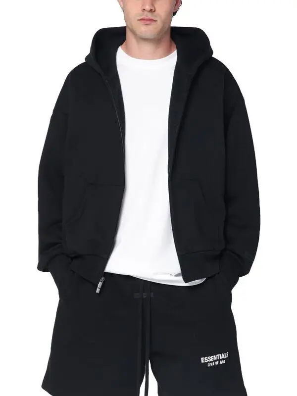 Fear Of God Fleece Cotton Hoodie With Logo - Black