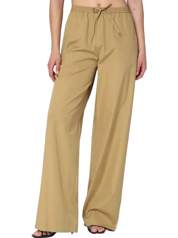 Loulou De Saison Cotton Wide Leg Trousers - Beige