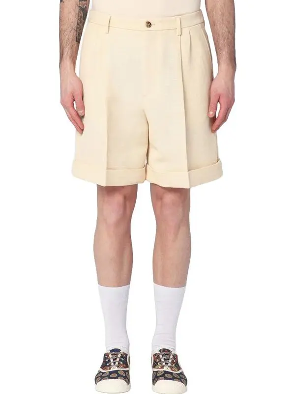 Valentino Garavani Bermuda Shorts With Turn-ups - Beige