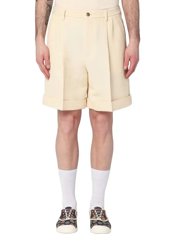 Valentino Garavani Bermuda Shorts With Turn-up Hem - Beige