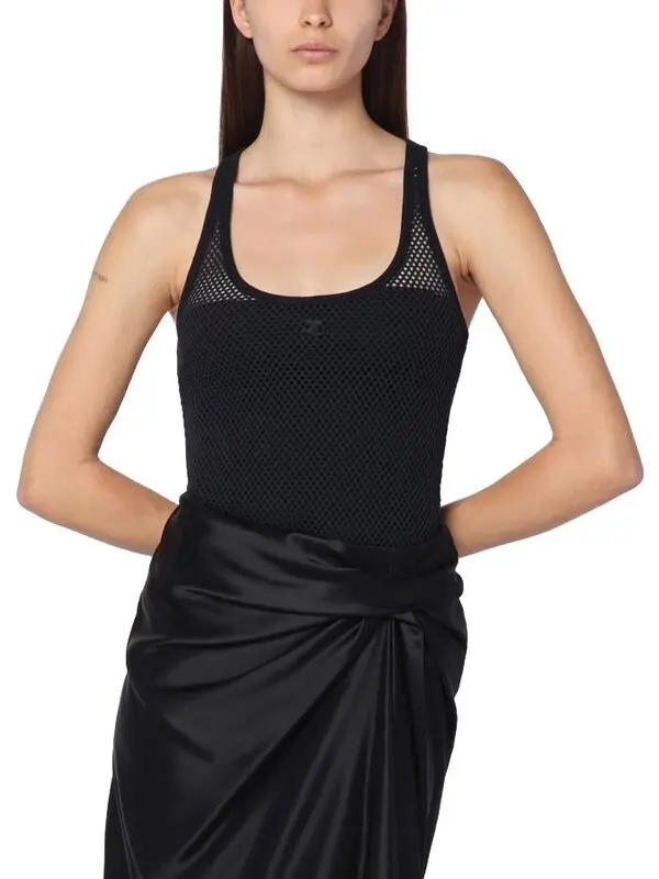 COURREGES Mesh Tank Top In Cotton - Black