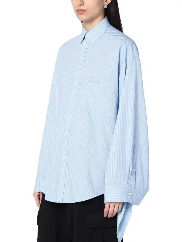 Balenciaga Striped Shirt With Knot Detail - Blue