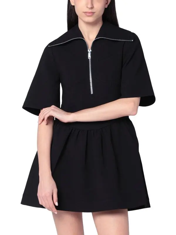 GANNI Mini Crêpe Dress - Black