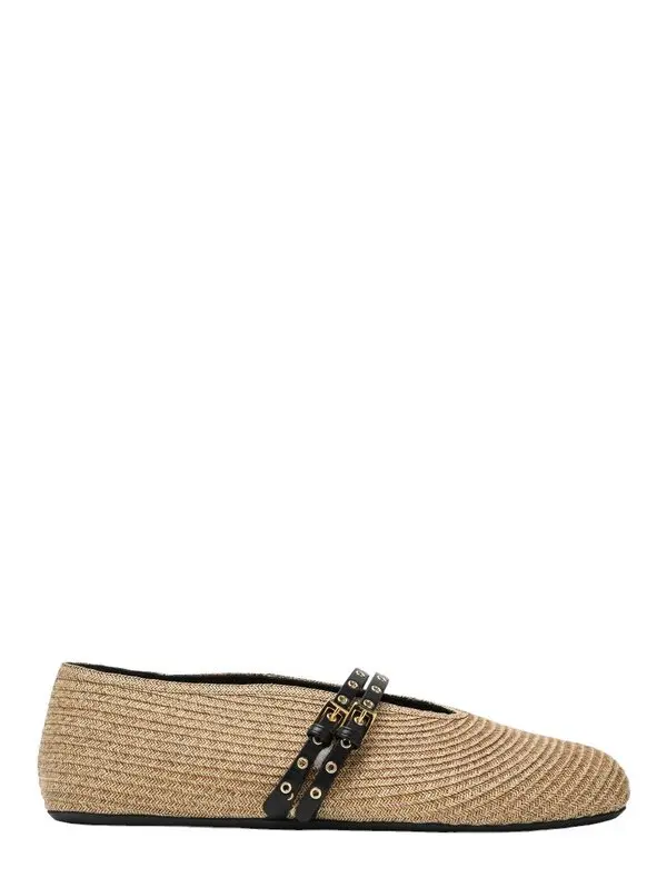 Alaïa Ballerinas In Paper Straw - Beige